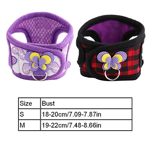 Sheens 2Pcs Chinchilla Harness and Training Rope Small Animal Outdoor Walking Vest for Rabbit Squirrel Bunny Ferret Guinea Pig Red Grid+Purple Hearts(S)