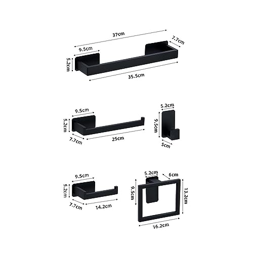 Bath Hardware Sets Toilet Paper Holder Towel Rack Bar Rail Robe Hook for Bathroom Products Accessories,Black Paper Holder A