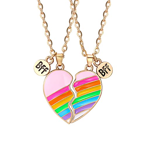 BFF Best Friend Gift Necklaces for 2 Girls Friendship Necklace for Women Friends Half Heart Necklace for Bestie Matching Necklaces for best friends Christmas Birthday Gift