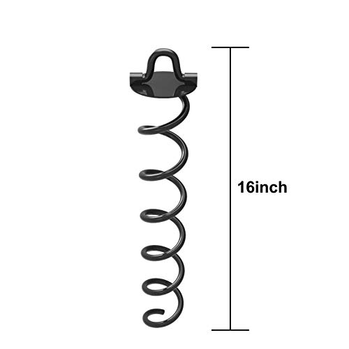 ABCCANOPY 16" Spiral Ground Anchor with Dog Tie Out for Anchor Swings Set Down, Tent (Black)