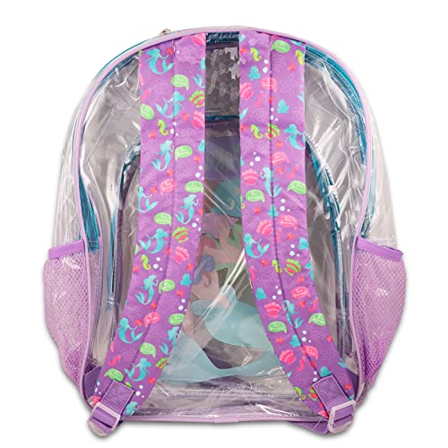 Ariel Backpack for Girls 8-12 - Bundle with 16β Transparent Backpack for Girls, Disney Princess Stickers, More | Little Mermaid School Backpack Kids