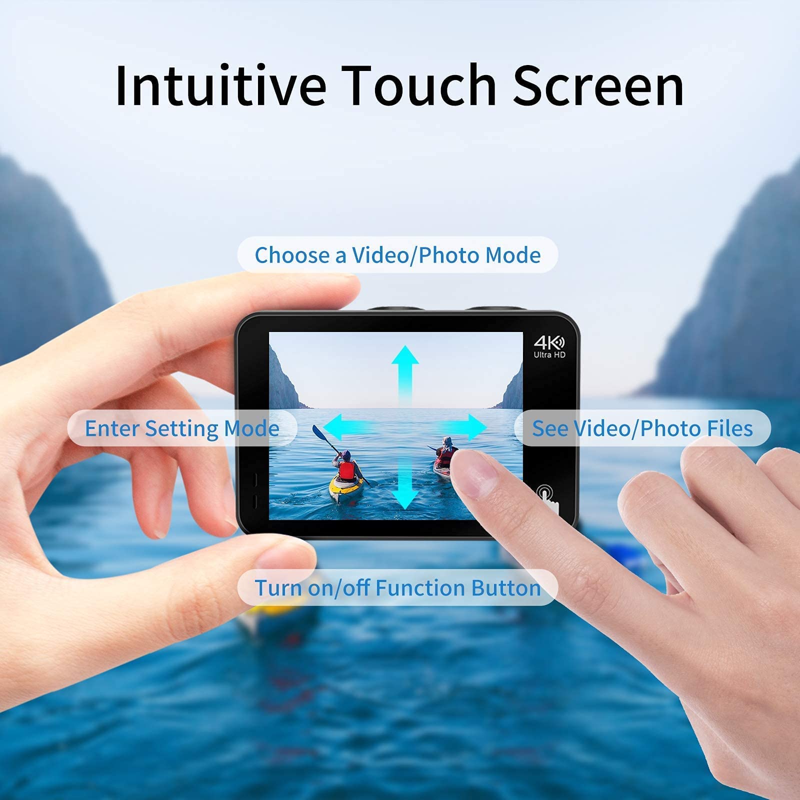 4K30FPS WiFi Action Camera Waterproof Camera, XTU 20MP Sports Camera with Dual Touch Screen Display, Vlog Camera EIS Remote Control 131 Feet Underwater 166° Wide Angle …