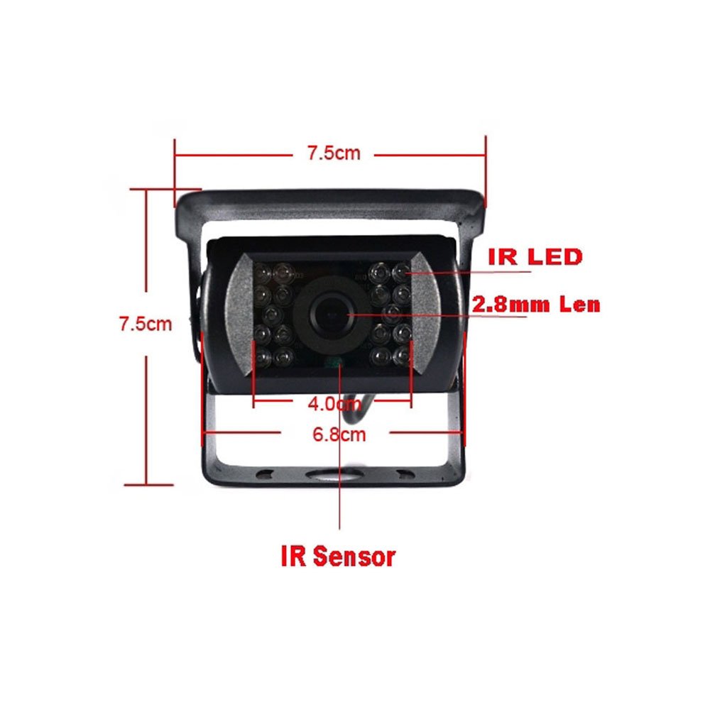 4 Pin Vehicle Backup Camera 12V-24V,18 LED IR Night Vision CCD Car Rear View Parking Reverse Camera + 4Pin Connector 15m/50ft Extension Cable for Bus Truck Camper Lorry Heavy Duty Motorhome