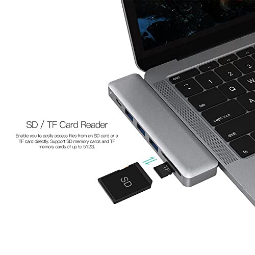 7 in 2 Dongle USB C Hub Adapter with 4K HDMI USB A 3.0 Ports SD TF Card Readers for Laptops (Gray)