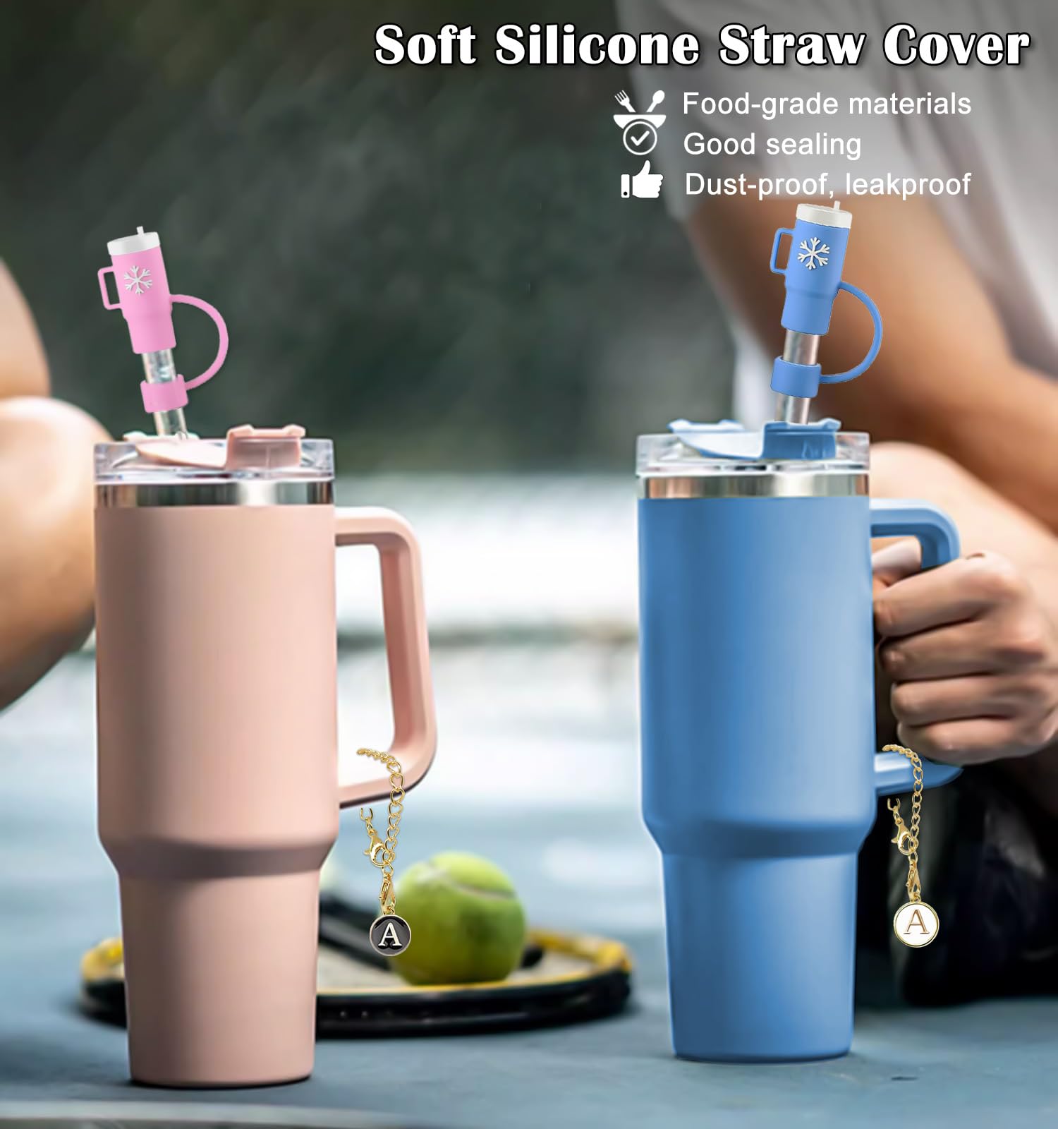 6Pcs Straw Cover Compatible with Stanley 40&30 Oz Tumbler, 0.4in Cute Silicone Straw Covers Cap for Stanley Cup Accessories, Reusable Drinking Straw Toppers