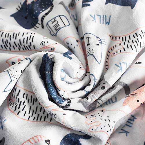 Hofasiii Unisex Boy Girl Lightweight Comfortable Super Soft Plush Minky Baby Blanket in 30ββx40ββ ,Newborn Receiving Baby Cat Blankets with Dotted Backing