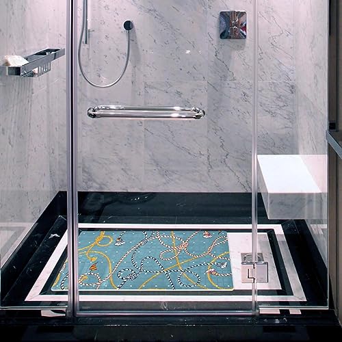 Bath Tub Shower Mat - Anti-Slip PVC Material 15.1x26.8 in, Gentle Cushioning Quick Drying Suction Cups Reliable Solution - Vintage Rope Pattern Non-Slip Floor Mat