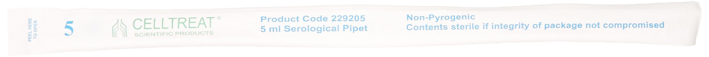 Celltreat 229205B Serological Pipet, 5mL Capacity, Sterile, Individually Wrapped/Bag (Case of 200)