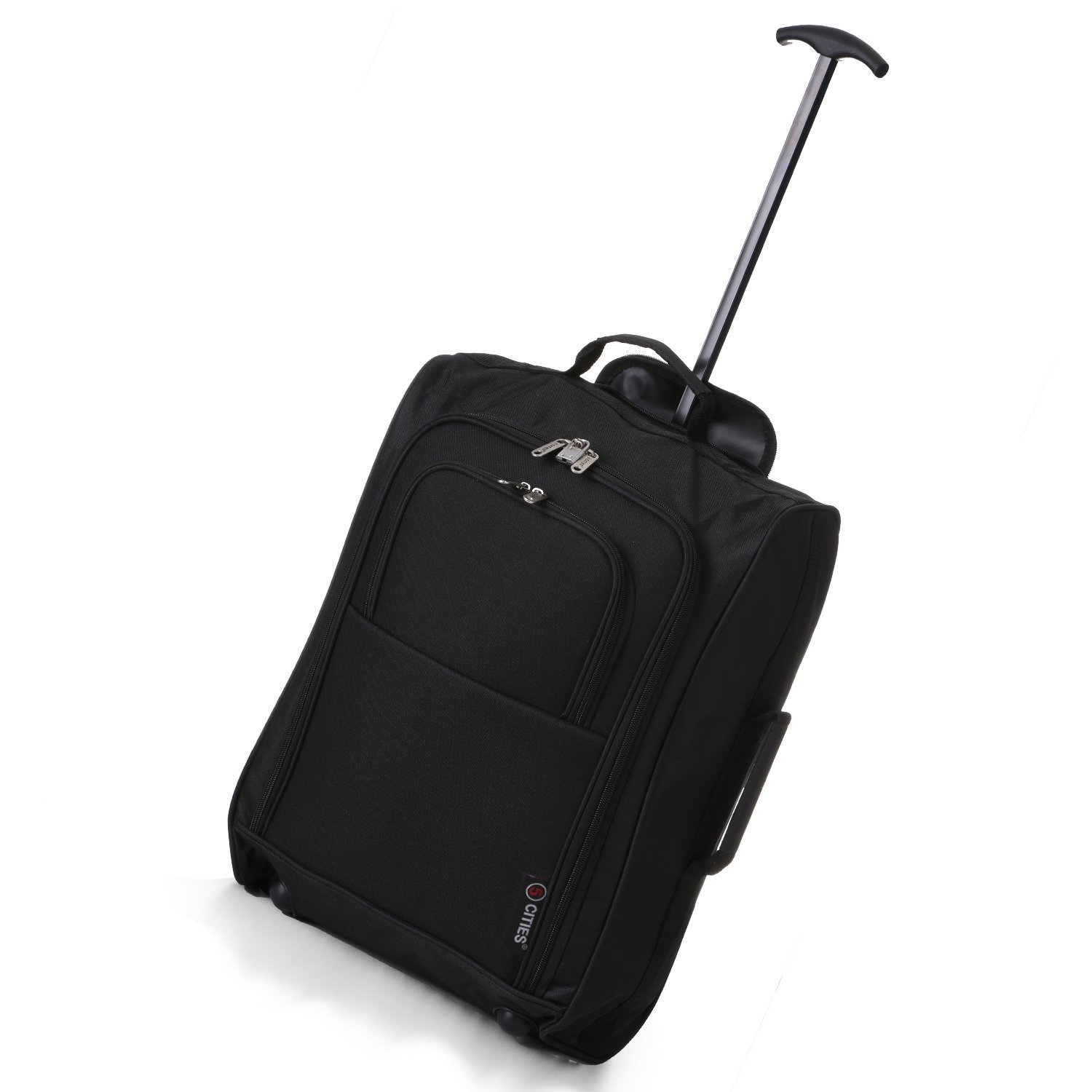 5 Cities Ryanair Cabin Approved Main and Second Set - Carry On Both! Hand Luggage, 55x35x20cm, 42.0 L, Black