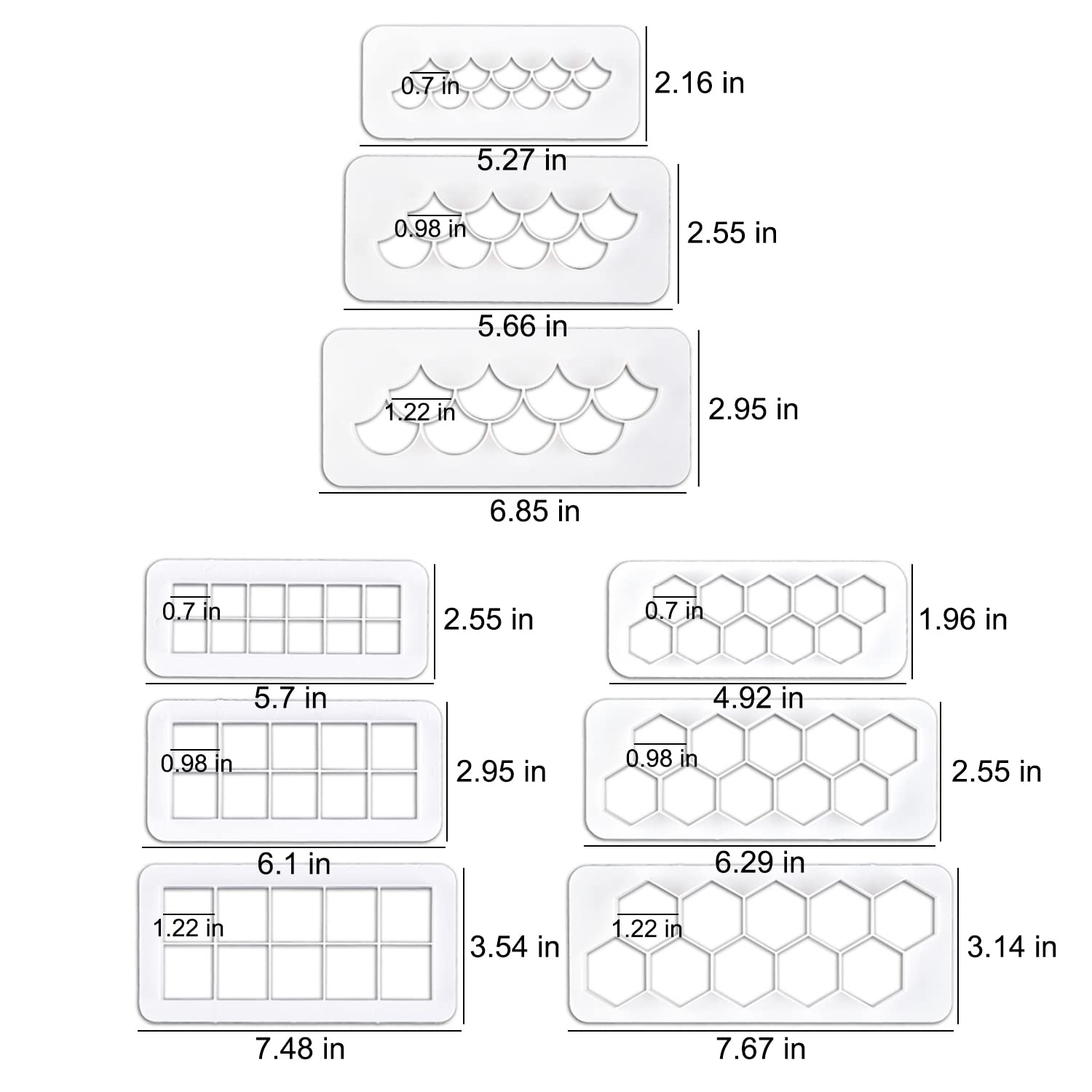 9 Pcs Cookie Fondant Cutter, 3 Shapes Geometric Biscuit Cutter Fondant Impression Mat for Cake Making Fondant Cookie