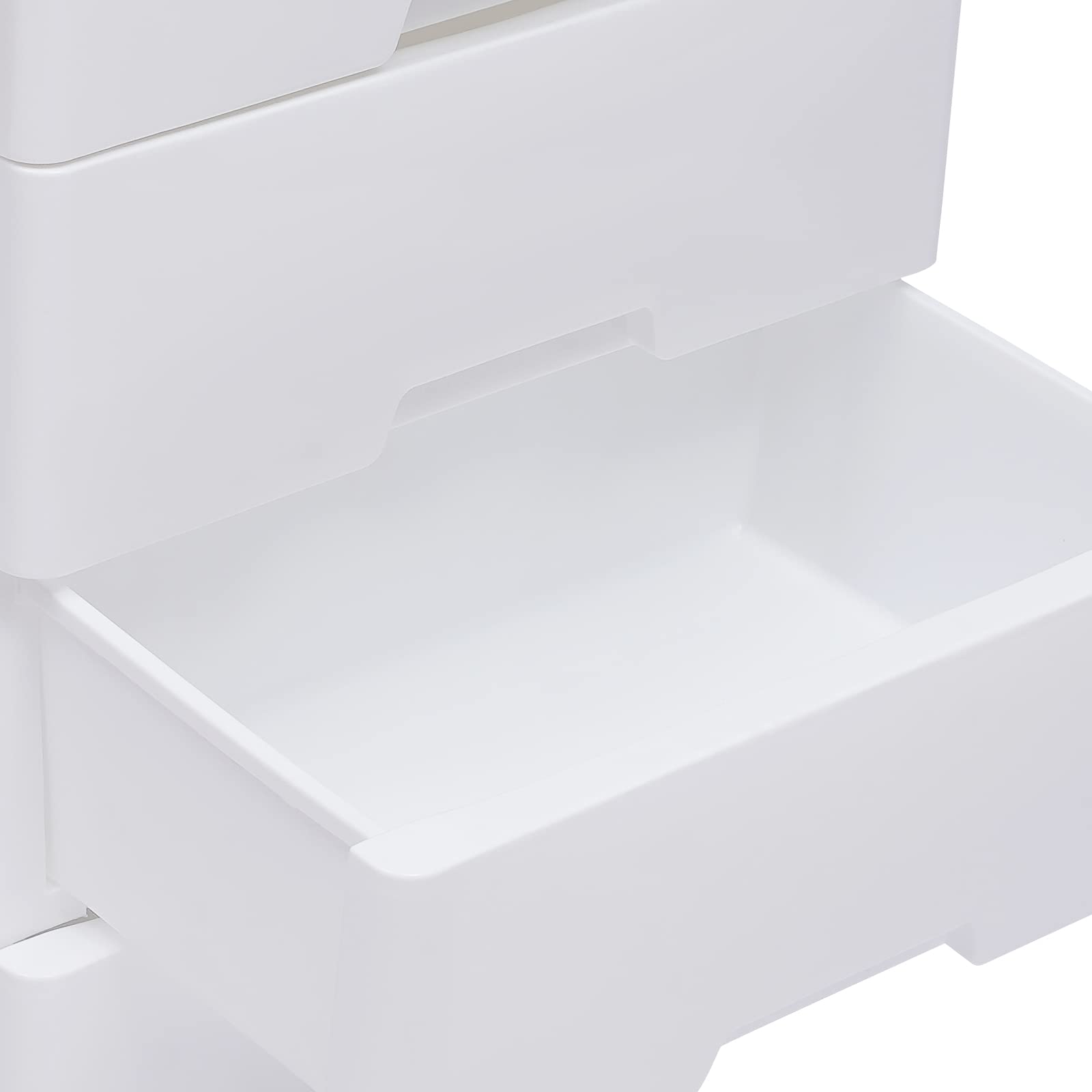 5 Drawer Storage Cabinet with Wheels,Plastic Drawers Dresser,5 Tier Storage Cabinet for Living Room,Bedroom,Kitchen,White