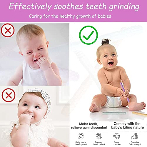 Hollow Teether Tubes, Honboom 5 Packs Soft Silicone Teething Tubes, Baby Soothing Teether Toy, Chew Straw Toy for Babies 0-12 Months with a Cleaning Brush, Dishwasher Safe (6.6in)