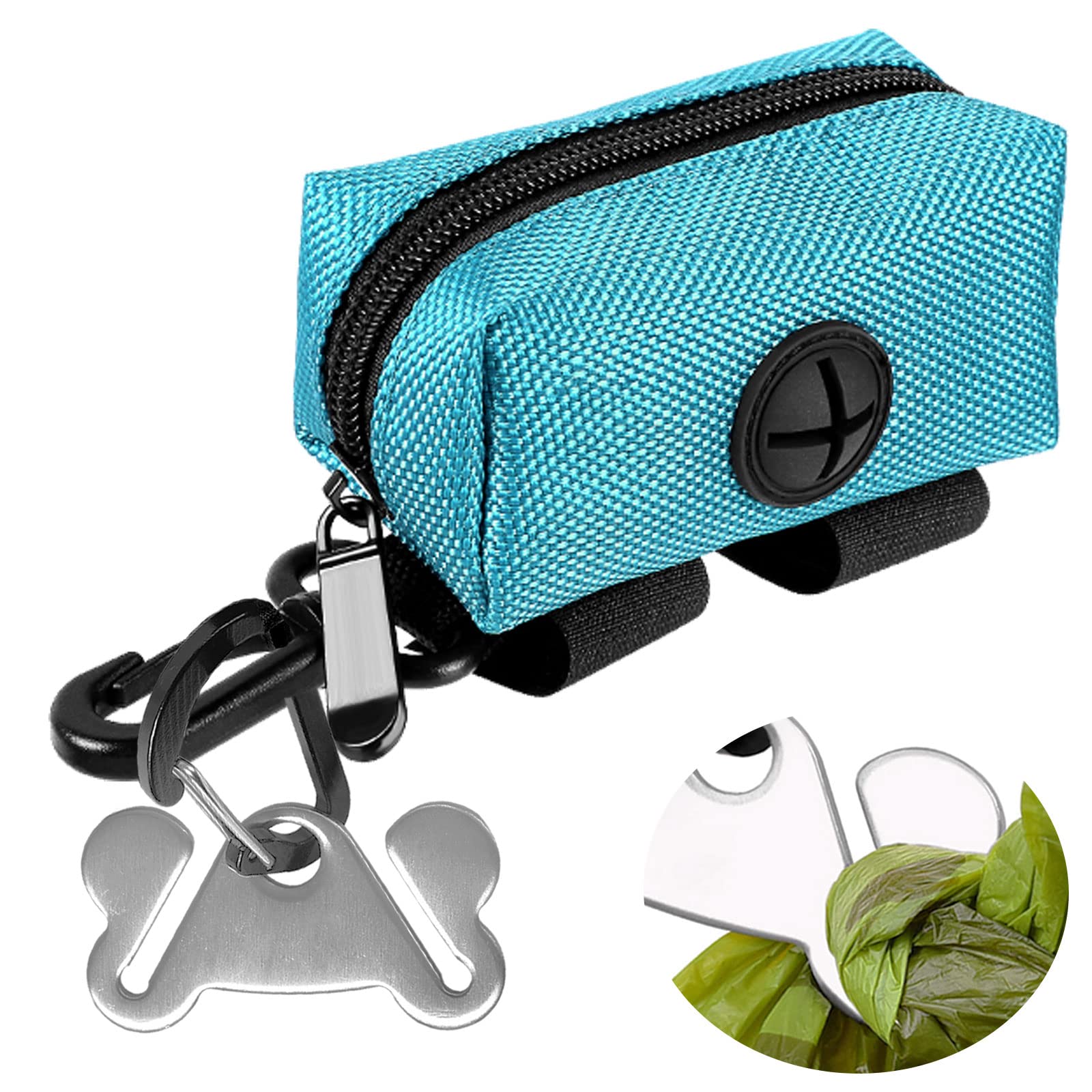 Dog Poop Bag Holder for Leash Attachment Dog Poop Bag Dispenser Dog Waste Bag Dispenser for Leash Accessory Portable Set Fit Dog Leash - Dog Poop Bags Holder & 1 Hand Free Holder Metal Carrier, Green