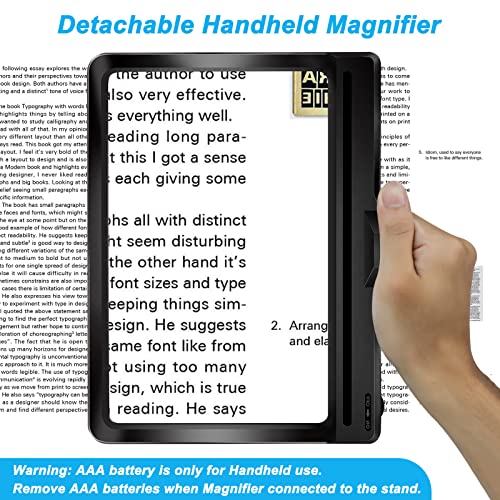 5X Floor Magnifying Glass with Light and Stand,36 LED Flexible Gooseneck Magnifying Lamp,3-in-1 Adjustable Brightness Large Lighted Magnifiers for Reading,Sewing,Crafts,Painting,DIY & Close Work Black