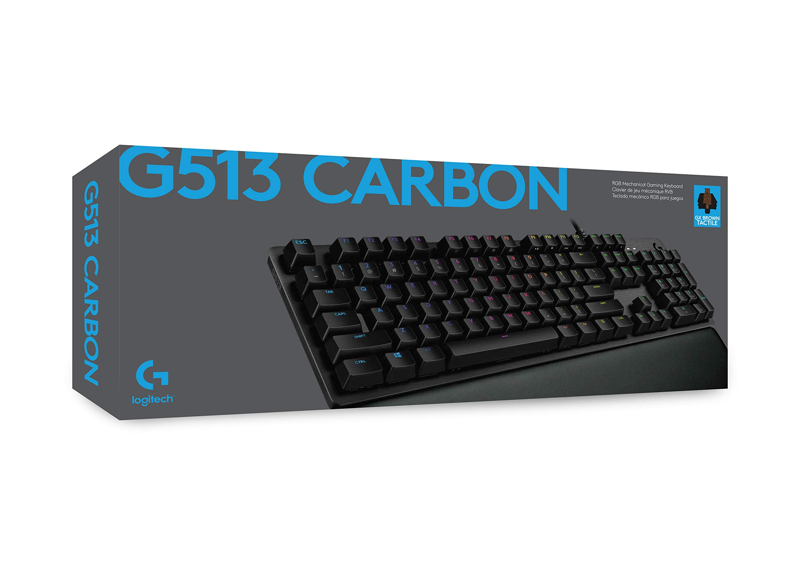 Logitech G513 Carbon LIGHTSYNC RGB Mechanical Gaming Keyboard with GX Brown switches (Tactile)
