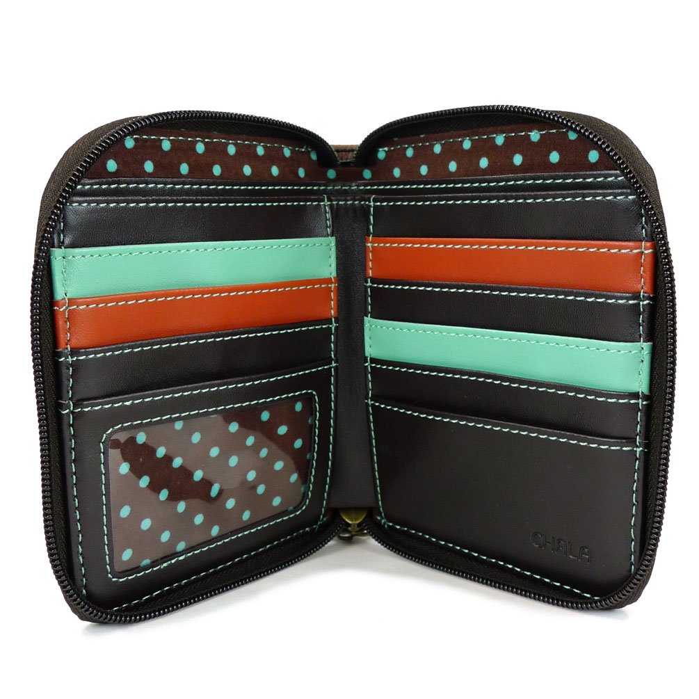 CHALA Handbags- Zip Around Wallet, Wristlet, 8 Credit Card Slots Sturdy Coin Purse for women (Piano Indigo)