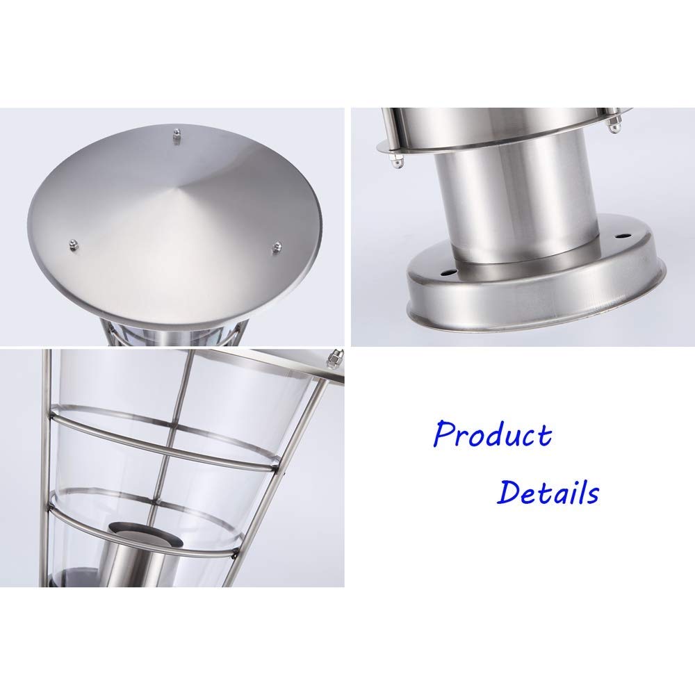 Abgail Silver Stainless Steel Column Light Outdoor Waterproof Acrylic Column Headlight E27 Cylinder Post Light Modern Simple Column Lamp Garden Path Lawn Light Community Park Home Front Door Pillar Li
