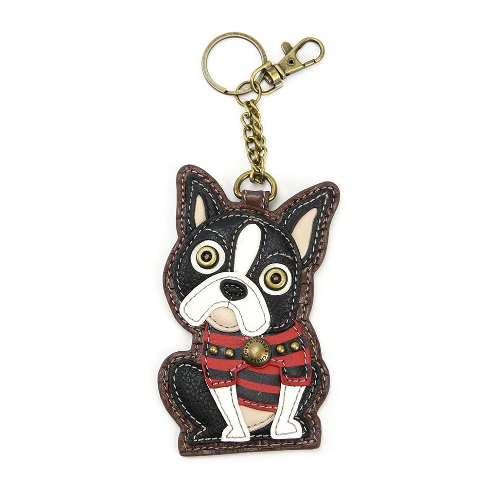 CHALA Large Convertible Shoulder Crossbody Bag Style with Chala Zip Wallet Combo (Black_Boston Terrier Combo)