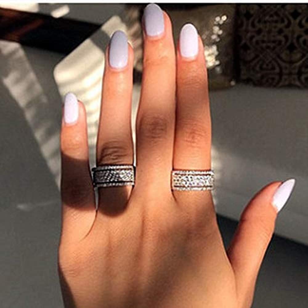 925 Sterling Silver Shiny Full Diamond Ring Cubic Zirconia Rings CZ Diamond Multi Row Ring Eternity Engagement Wedding Band Ring for Women CZCLMLT1 (7)