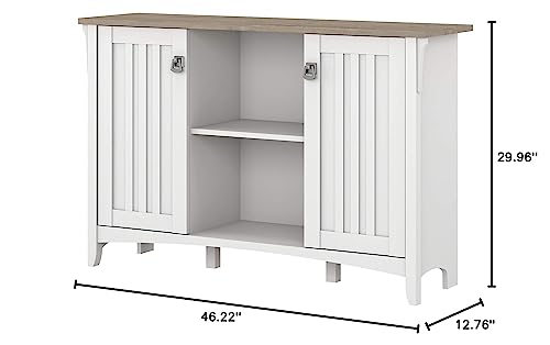 Bush Furniture Salinas Accent Storage Cabinet with Doors, Pure White and Shiplap Gray