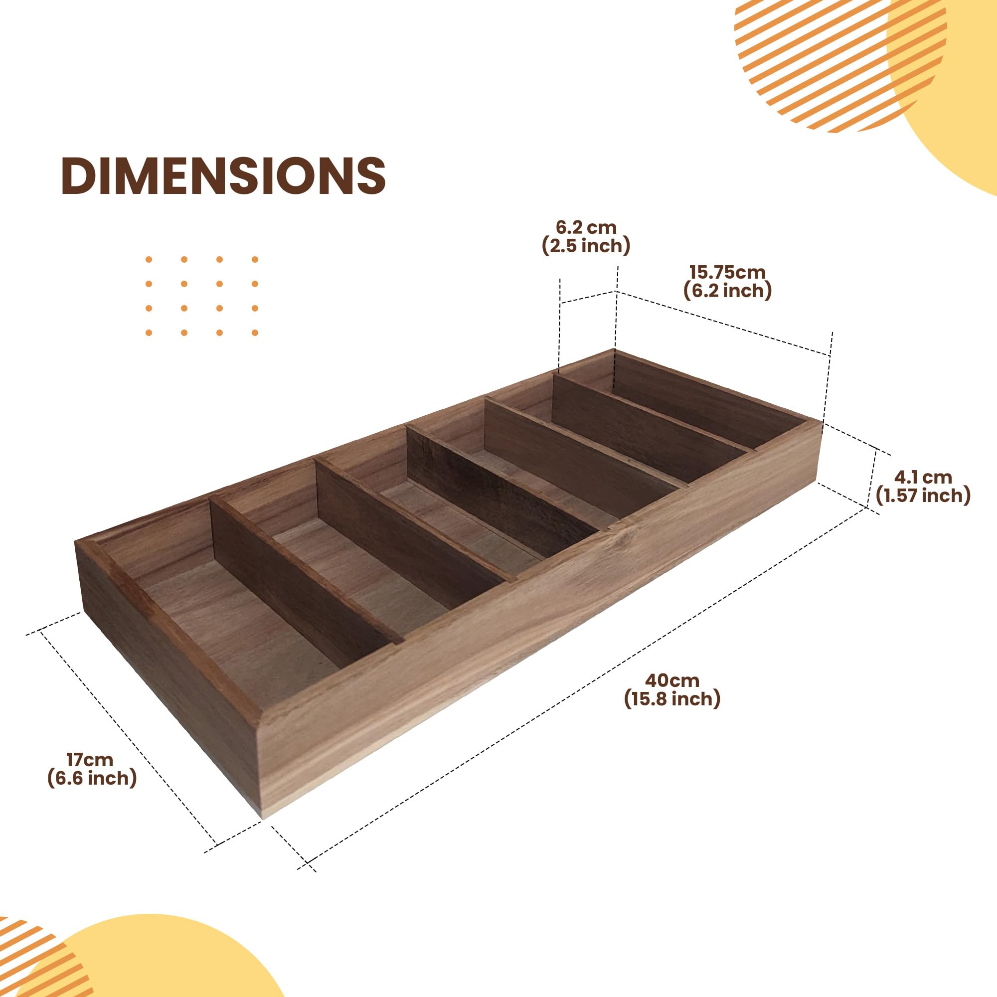 House Tricks CatchAll Tray for Entryway Table - Sunglass Drawer Organizer Tray with Removable Dividers to Storage Wallet/Watches/Keys/Cellphones (Acacia)