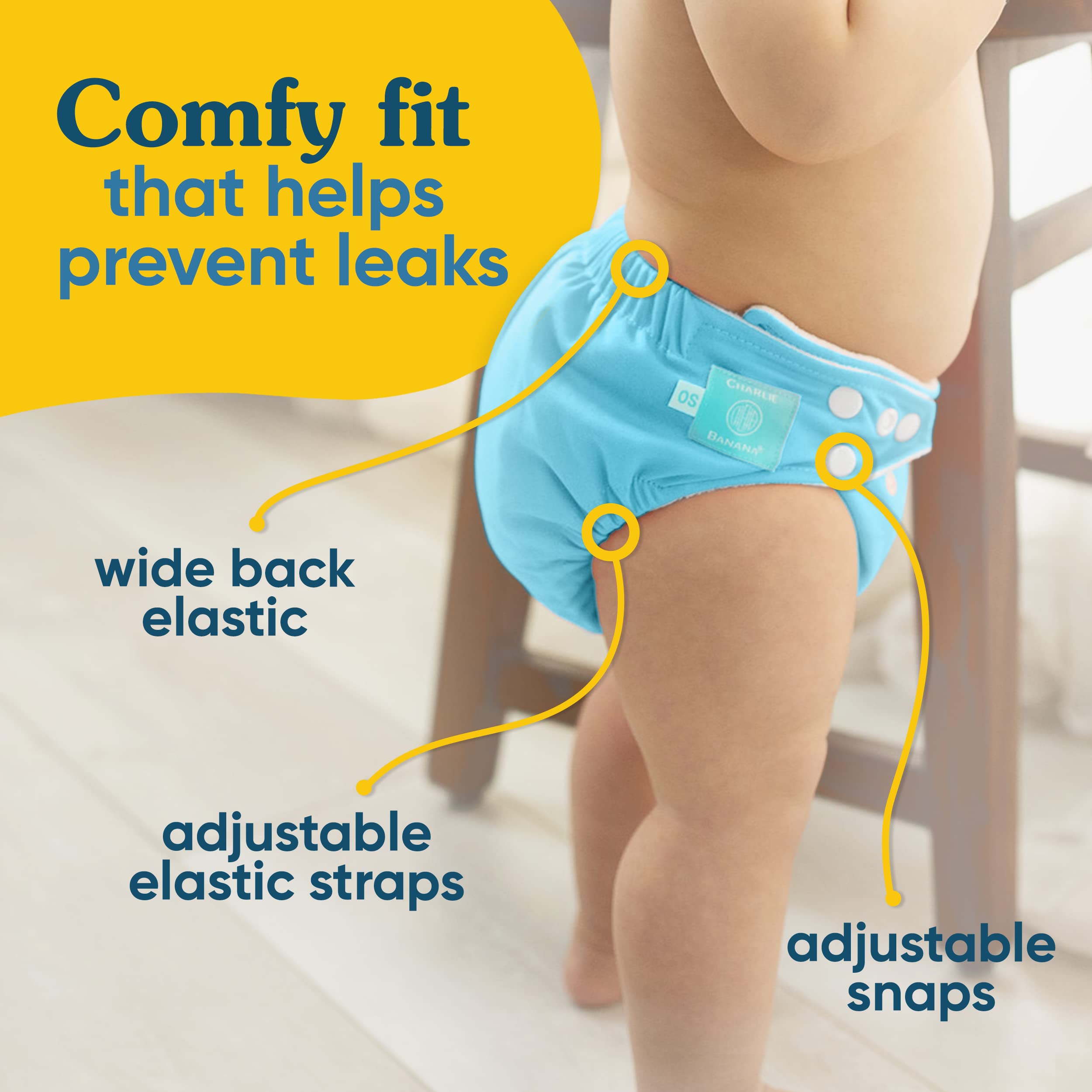 Charlie Banana Baby 2-in-1 Reusable Fleece Cloth Diapering System, Reusable and Washable, 6 Diapers and 12 Inserts, One Size, Unisex Pastel