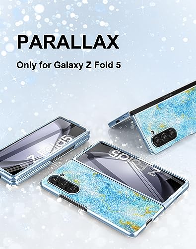 DDJ for Samsung Galaxy Z Fold 5 Case, Hard PC Bling Diamond Rhinestone Elegant Case for Women Girls,Anti-Scratch Shockproof Sparkling Case for Galaxy Z Fold 5,Blue