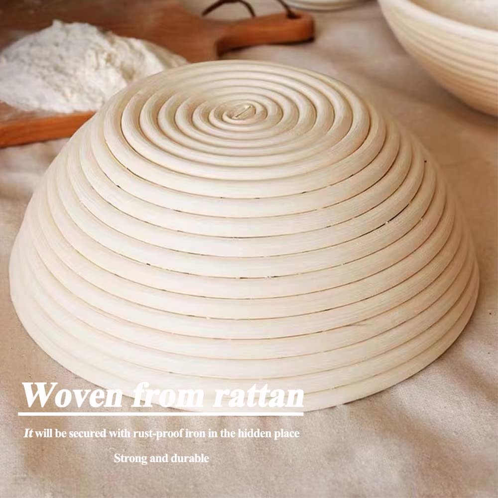 9.4'' Round Bread Banneton Proofing Basket with Linen Liner for Sourdough Proofing,Perfect Handmade Rattan Bowl for Making Beautiful Bread