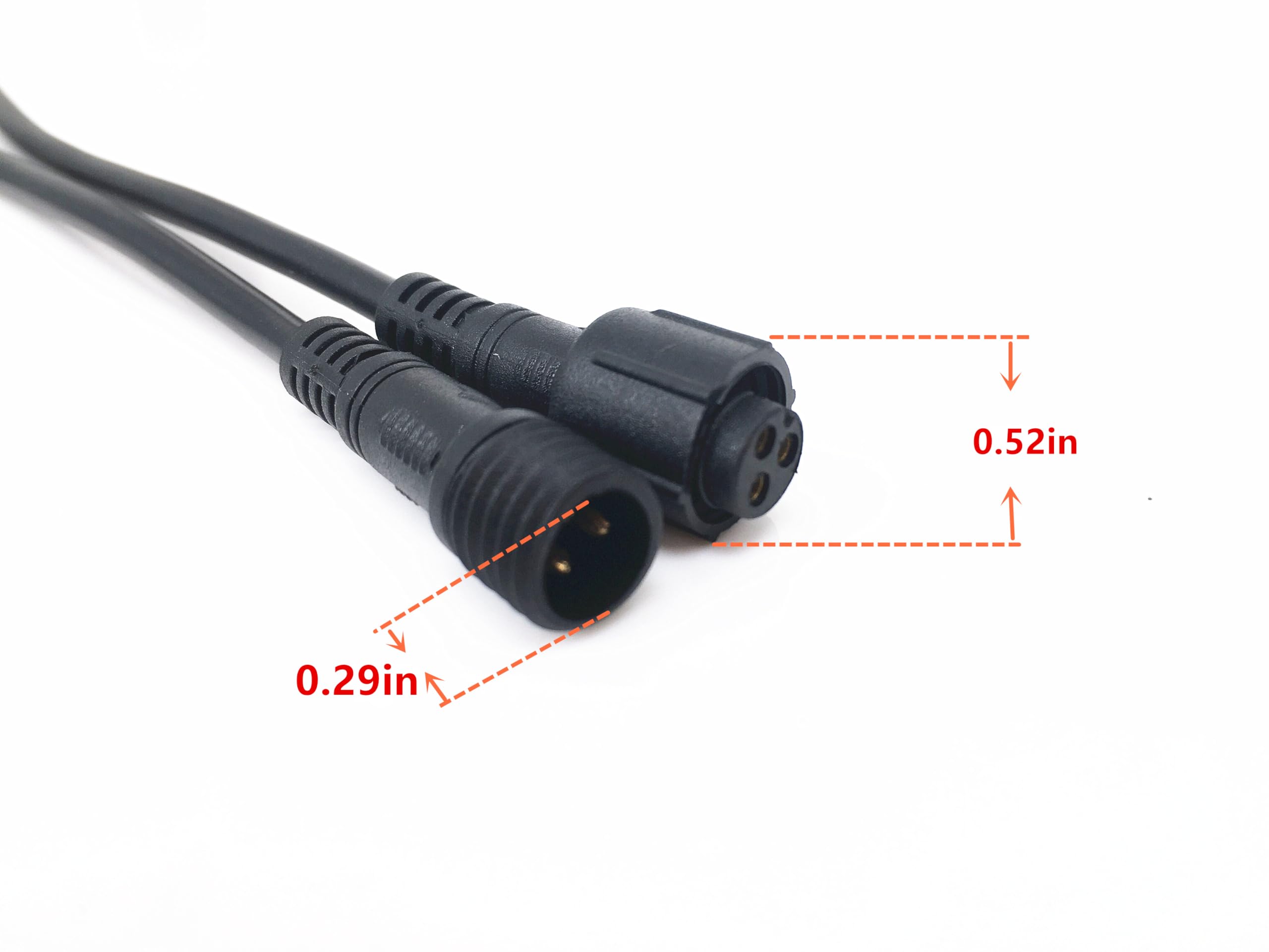 6 Pair Black 3 Pin Waterproof Connector,Waterproof Male Female Connector Cable led Connector,led 3 pin Waterproof Connector ,for for Garden Lights Path Lighting,Indoor/Outdoor LED Strip Lights