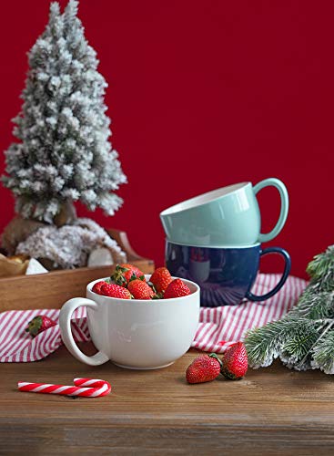 Sweese Porcelain 22oz Large Coffee Mugs Set of 4 - Soup Mug with Handles - Perfect for Hot Chocolate - Microwave Safe - White