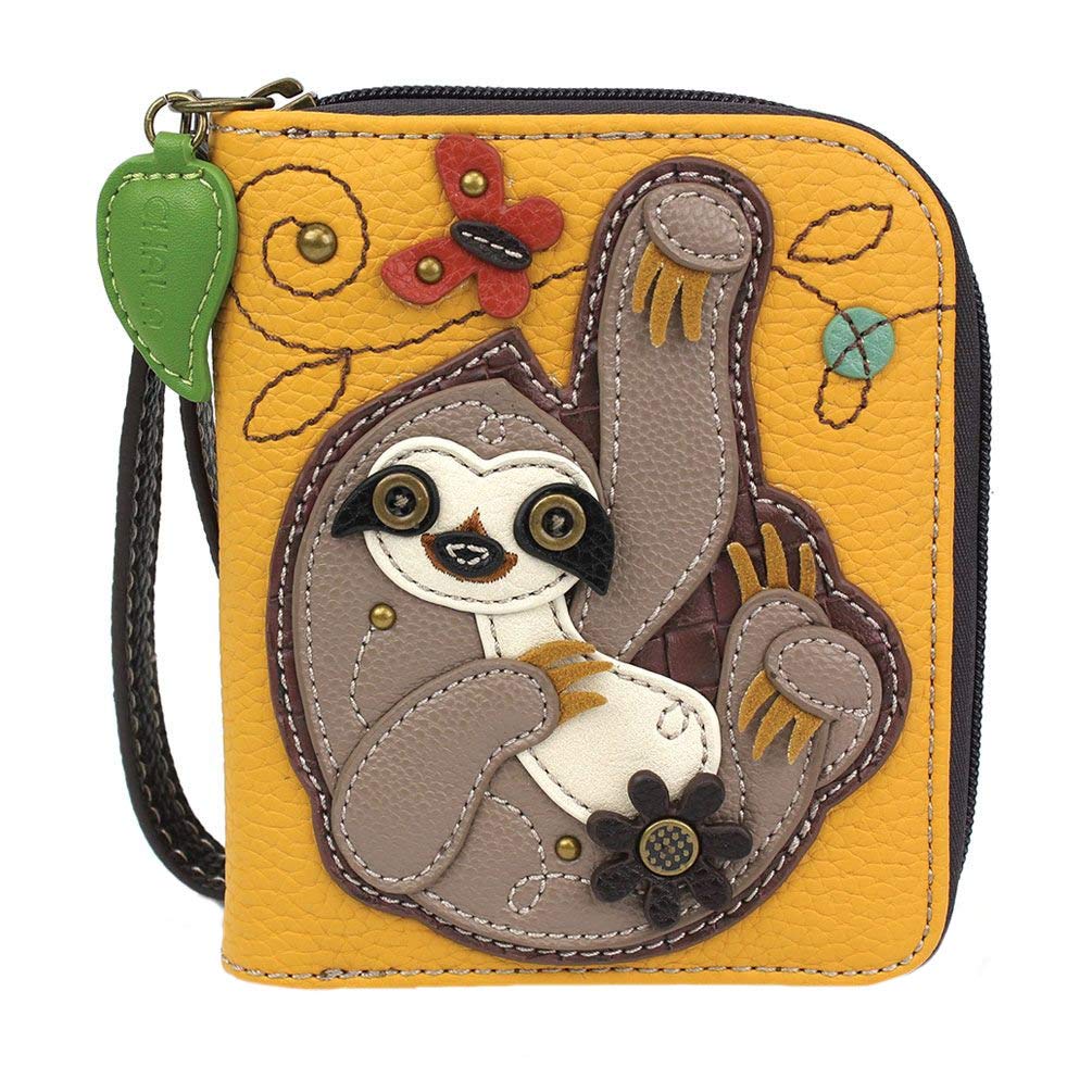 Chala Sloth Zip-Around Wallet/Wristlet Chala Handbags Chala Wallet Sloth Lover