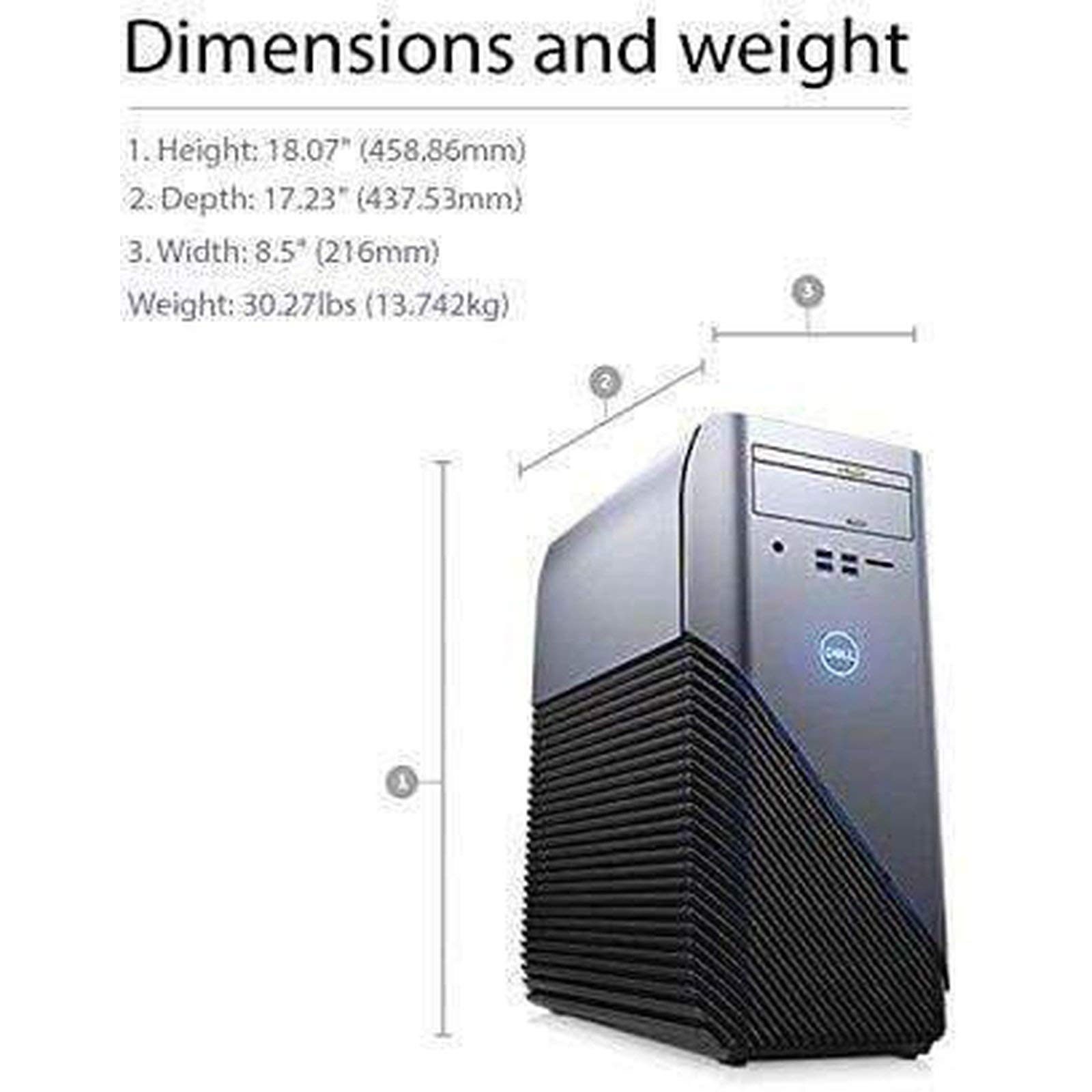Dell i5675-A933BLU-PUS Inspiron Desktop - AMD Ryzen 5 1400-8GB Memory - AMD Radeon RX 570-1TB Hard Drive - Recon Blue
