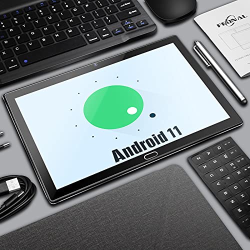 Android 11.0 Tablet, 2 in 1 Tablet 10.1 inch, 4G Cellular Tablet with Keyboard, Octa-Core, 64GB Storage, 4GB RAM, Mouse, Stylus, Case, Support Dual Sim Card, 13MP Camera, WiFi, Bluetooth, GPS (Black)