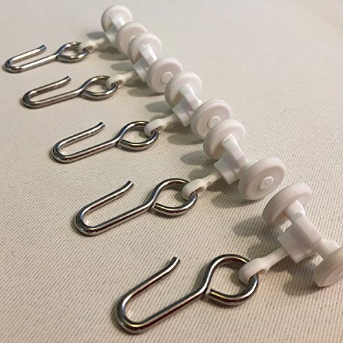 Room/Dividers/Now Curtain Track Roller Hooks - Curtain Rail Ceiling Gliders Set - Plastic Body and Wheels with Steel Hook - Glider Hooks for Curtains by Room Dividers Now (Pack of 20)