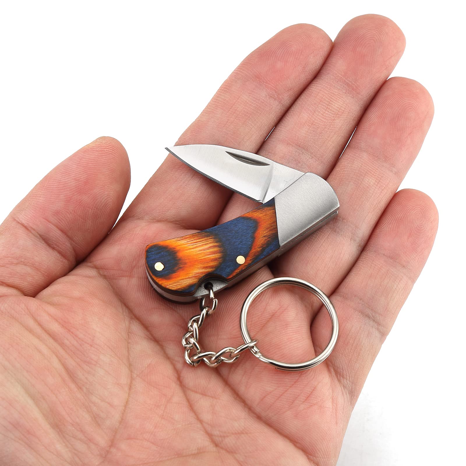 GENIYA Folding Pocket Knife, Small Keychain Knife, Compact EDC Knife with Color-wood Handle(Blade Length 1.2 Inches)
