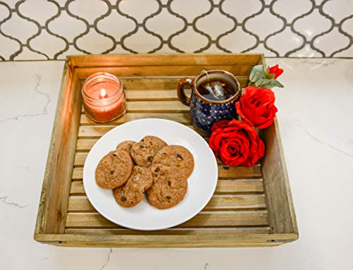 Admired By Nature Natural Wood Large Shallow Square Crate with Metal Corner Design, 020-NTRL