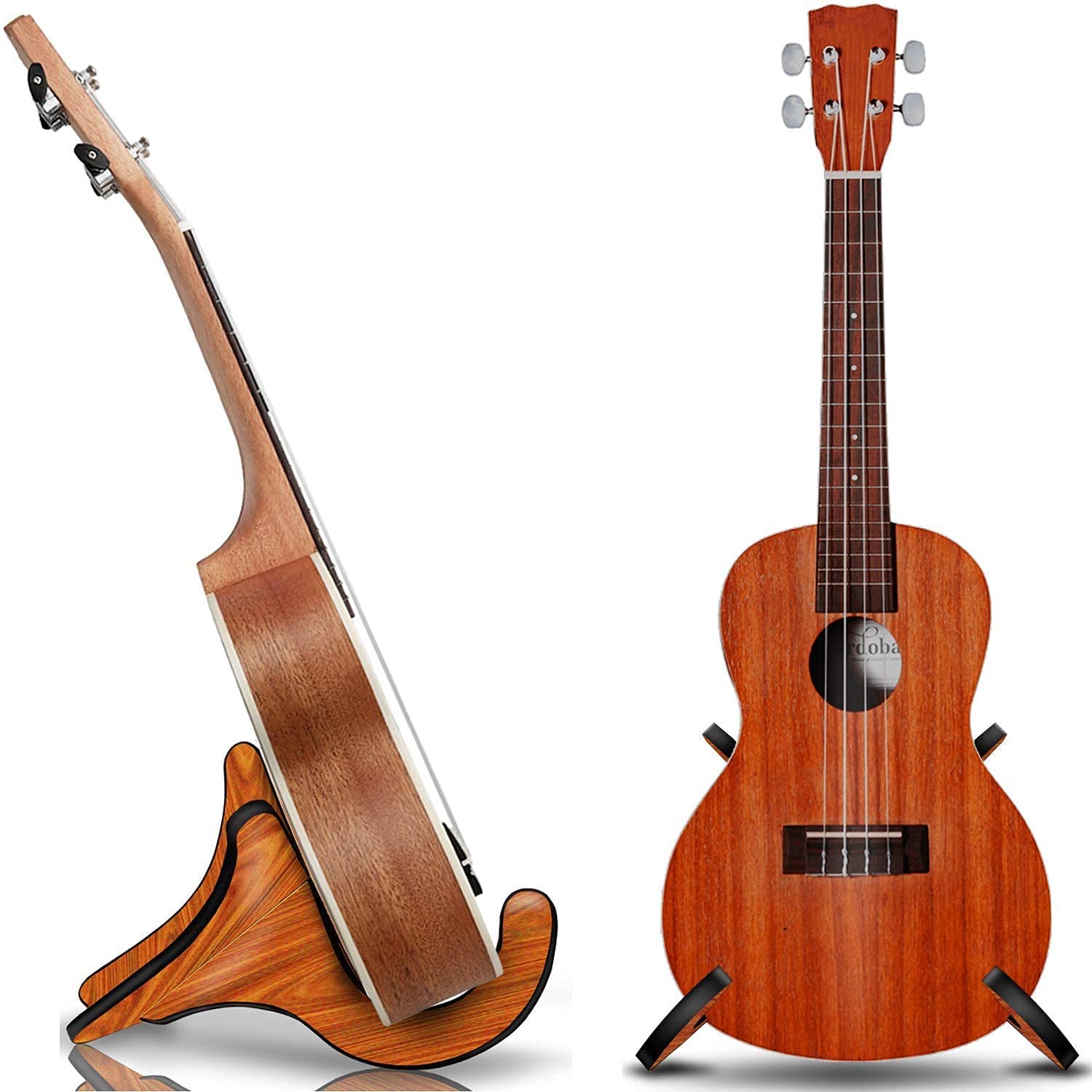 Aebor Portable Wooden Ukelele Stand Holder, Portable Wood Ukulele Stand for Small Guitar, Violin, Banjo, Mandolin