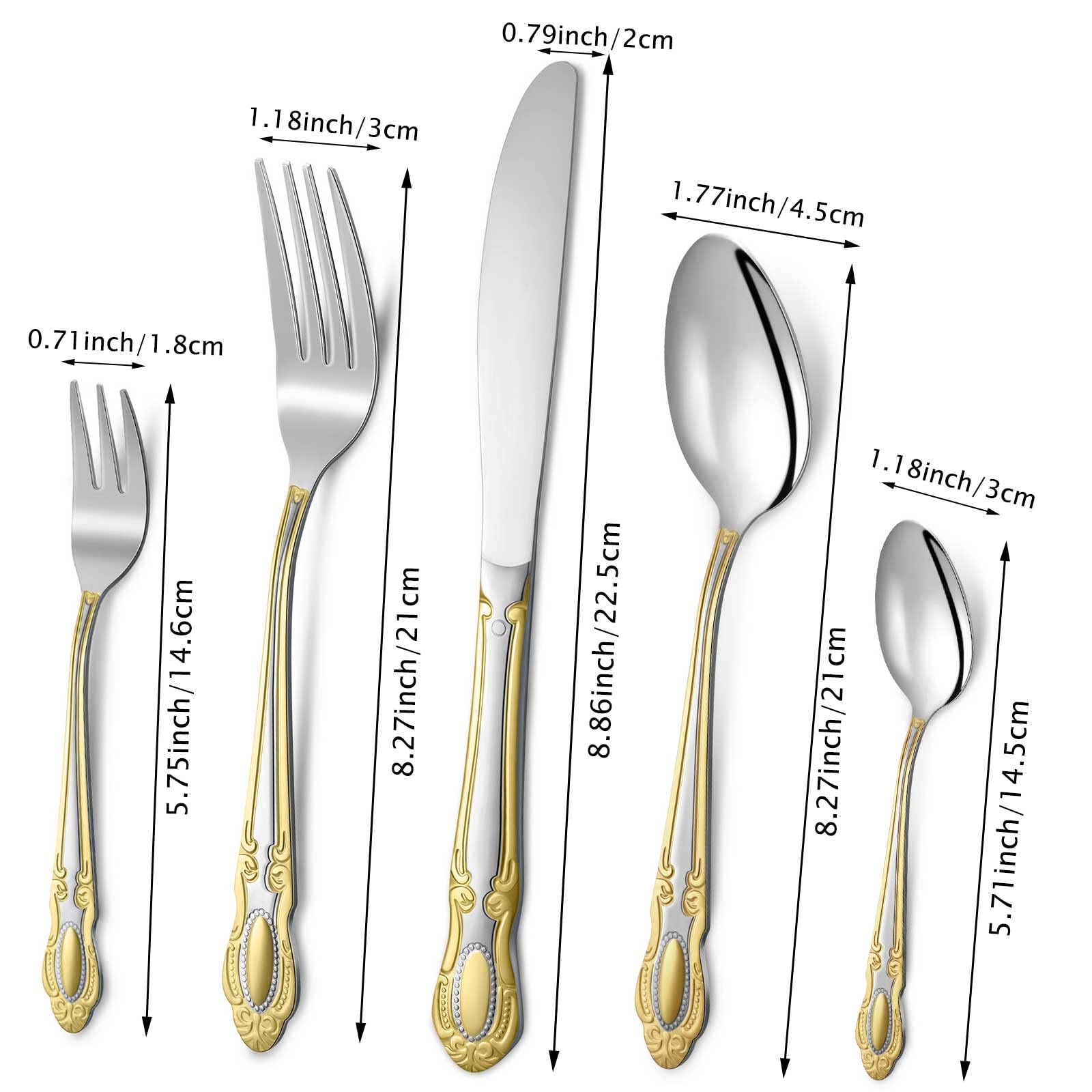 40 Pcs Gorgeous Gold Silverware Set 18/10 Stainless Steel Heavy Utensil Set Dishwasher Safe, Service for 8, Fine Silverware Flatware for Family Wedding Restaurant Hotel (Silver)