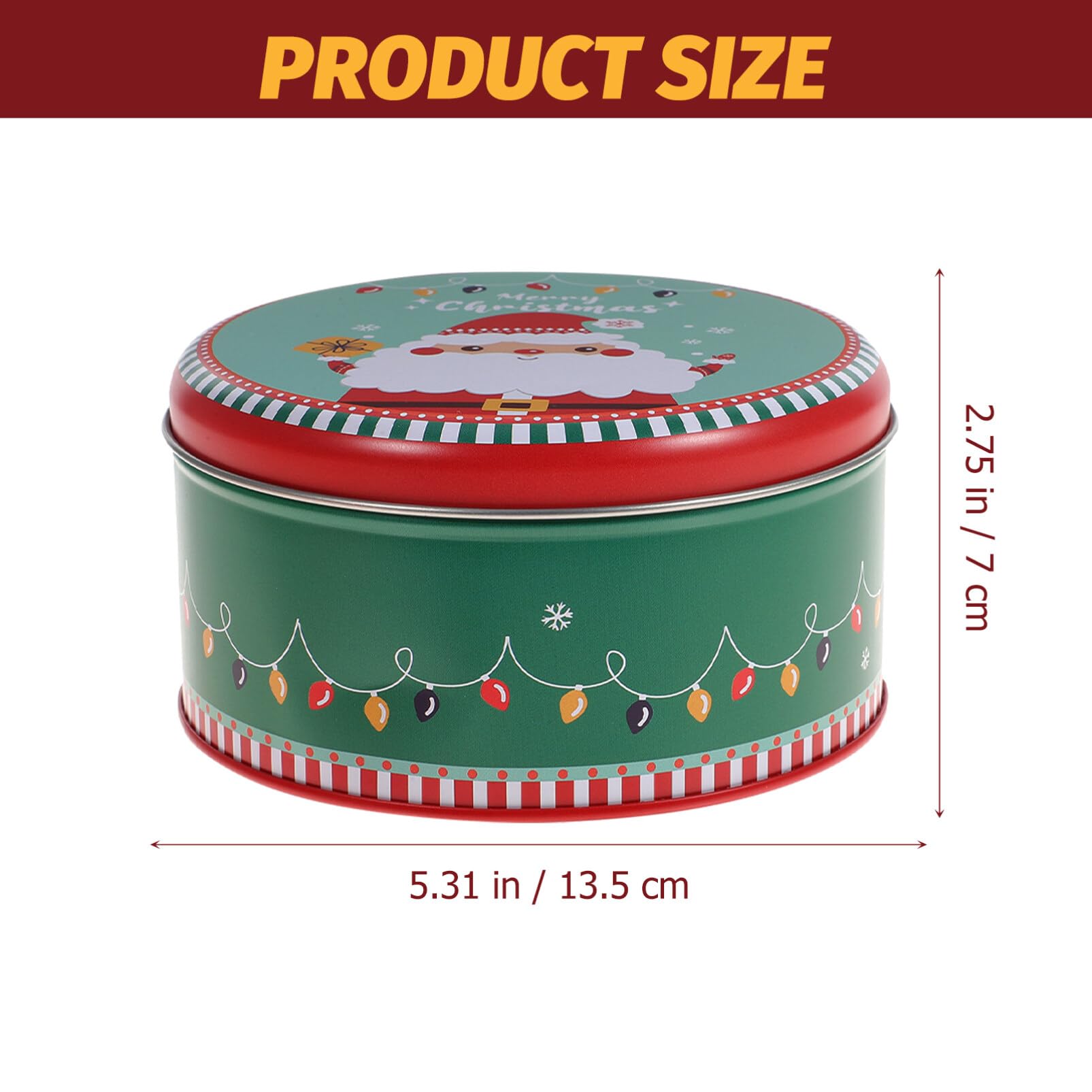4pcs Round Christmas Cookie Tins- Metal Cookie Tins with Lids for Giving- Decorative Christmas Storage Containers for Storing Candies Biscuits Treat Small and More