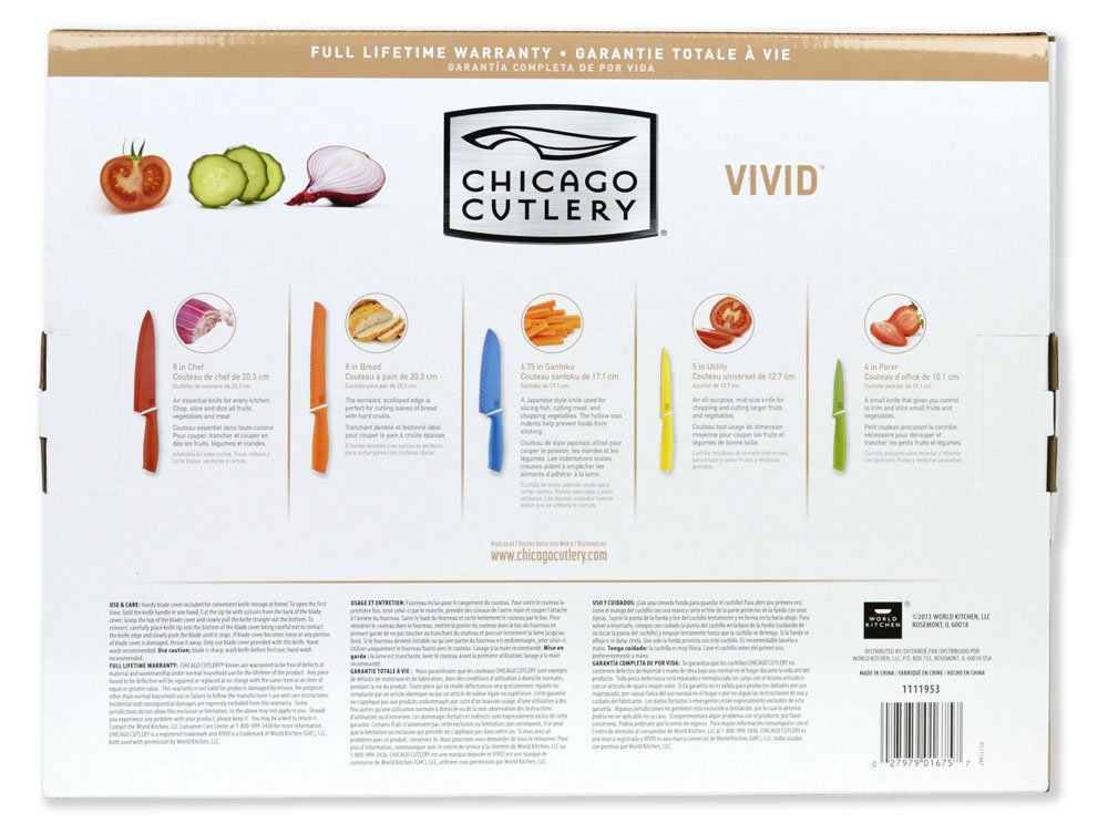 Chicago Cutlery 1111953 Vivid 5pc. Colored Knife Set