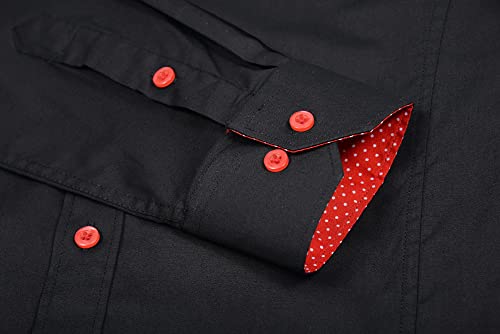 Alex Vando Mens Dress Shirts Regular Fit Long Sleeve Stretch Business Dress Shirts for Men,Black,X Large