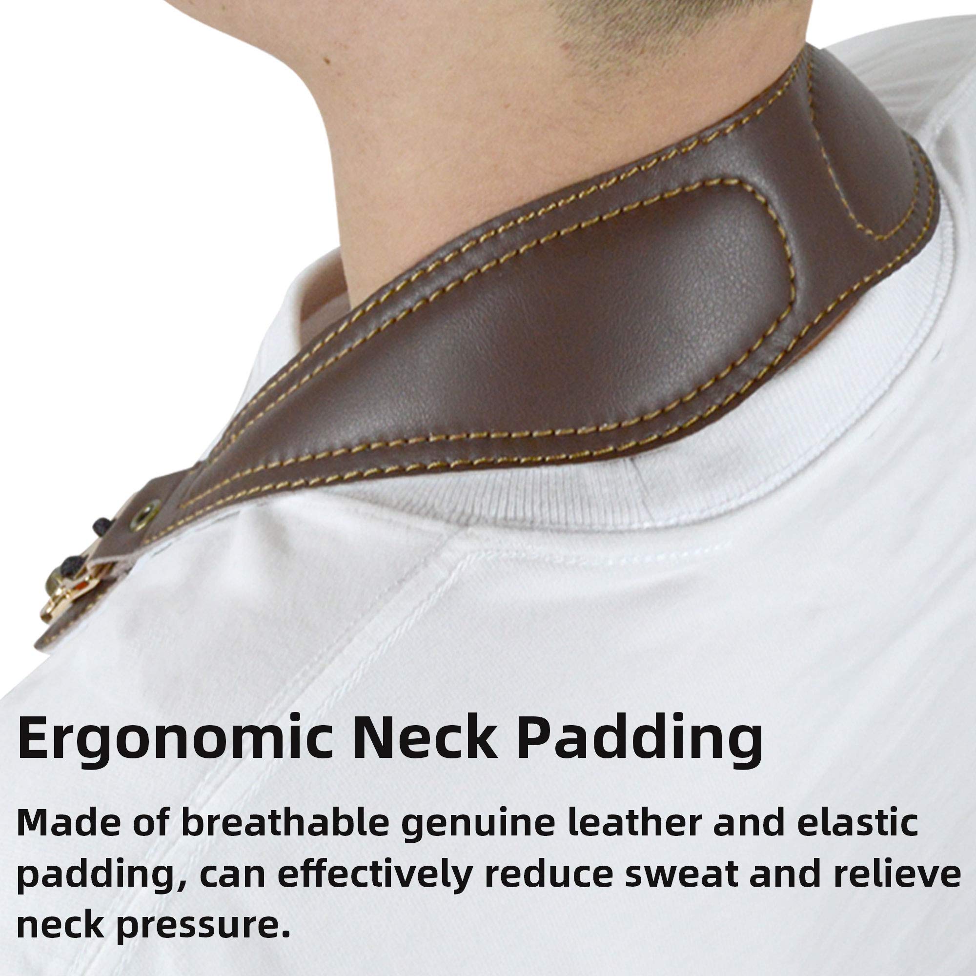 adorence Leather Saxophone Neck Strap - (Ergonomic, Breathable, Metal Swivel Snap Hook) Sax Neck Strap for Alto Tenor -Black