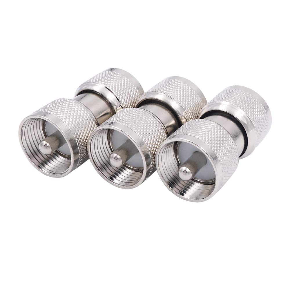 Fancasee 3-Pack PL-259 / SO-239 UHF Male to Male Coax Coaxial Barrel Connector Adapter Coupler for CB Ham Radio HF VHF UHF Antenna Cable Cord Extension