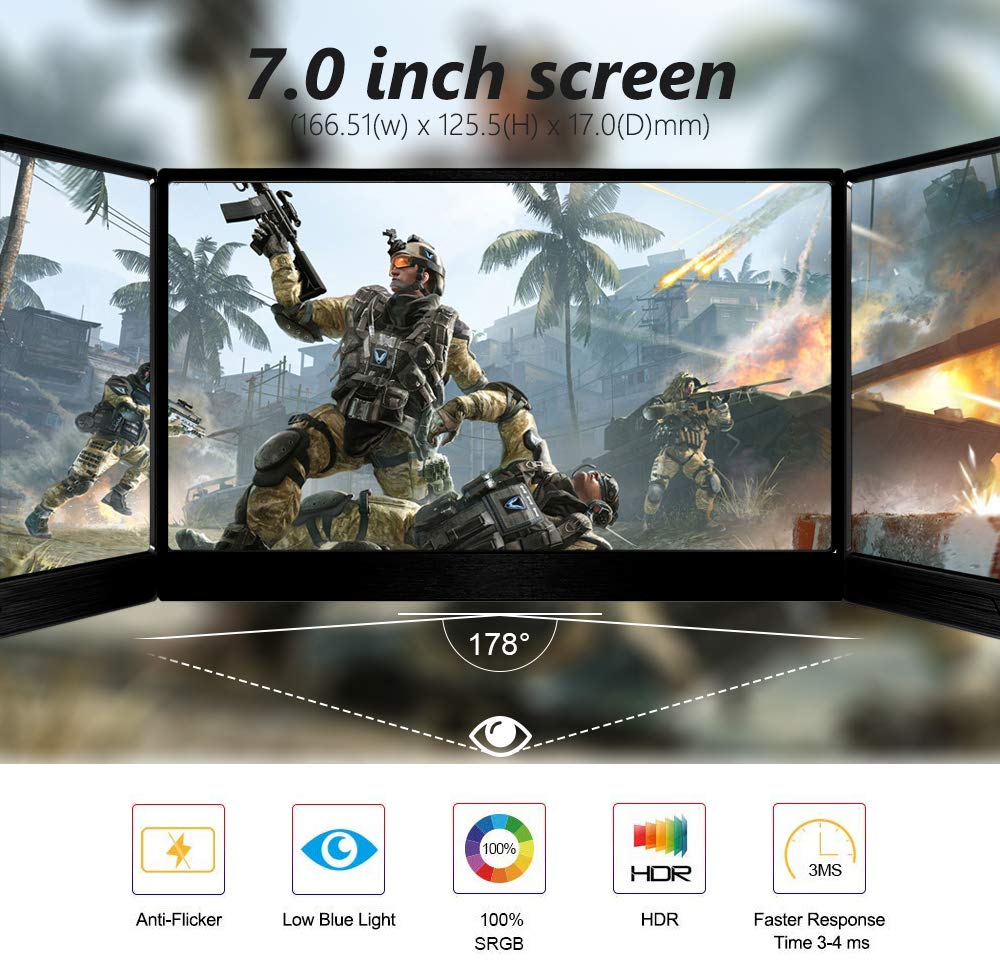JUN-ELECTRON for Raspberry Pi 4 Portable Monitor 7.0 inch Screen - IPS Capacitive Display 1024x600, Second Screen with Laptop, Mini HDMI - Compatible with RPi, for PS4 etc, with Leather Holder Case