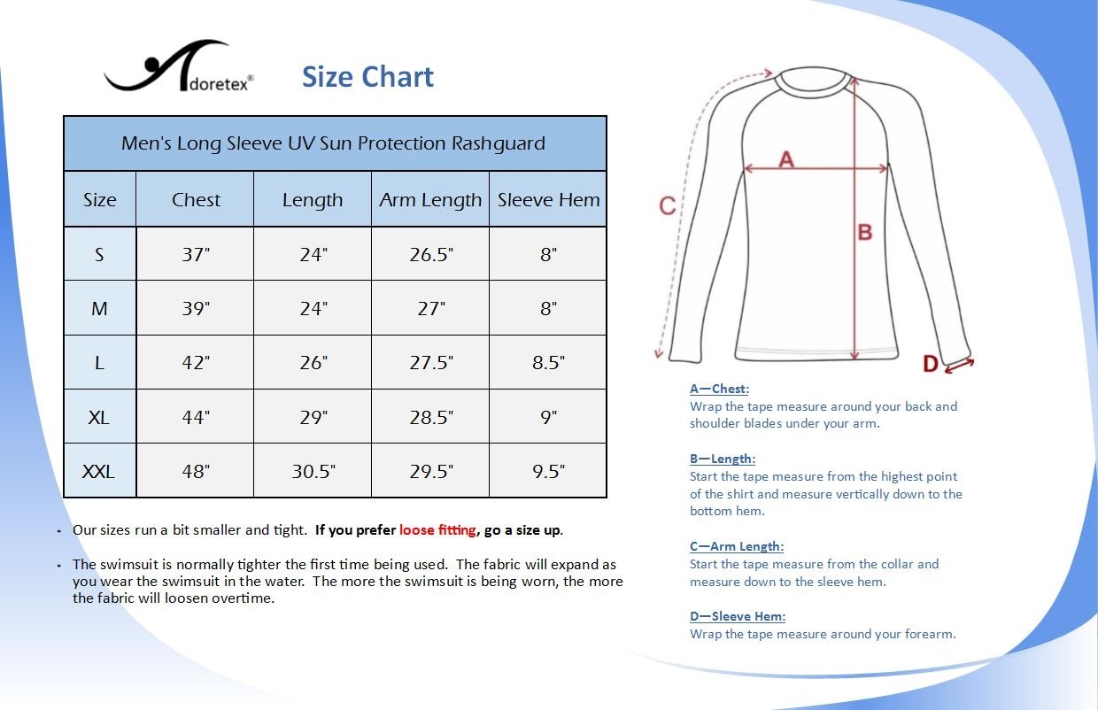 Adoretex Men's UPF 50+ Guard Long Sleeve Rashguard (RSG05M)-Red-M