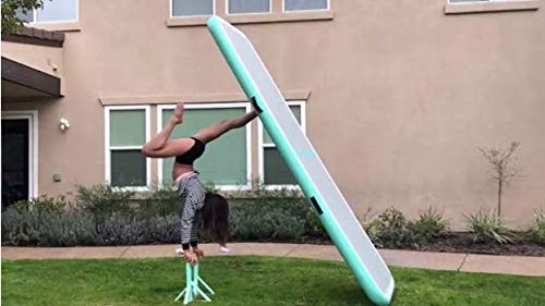 86 York 10ft Inflatable Gymnastics Air Tumble Mat Track Tumbling Mat with Electric Pump for Home Use/Training/Cheer leading/Beach/Park Water/Parkour Light Green
