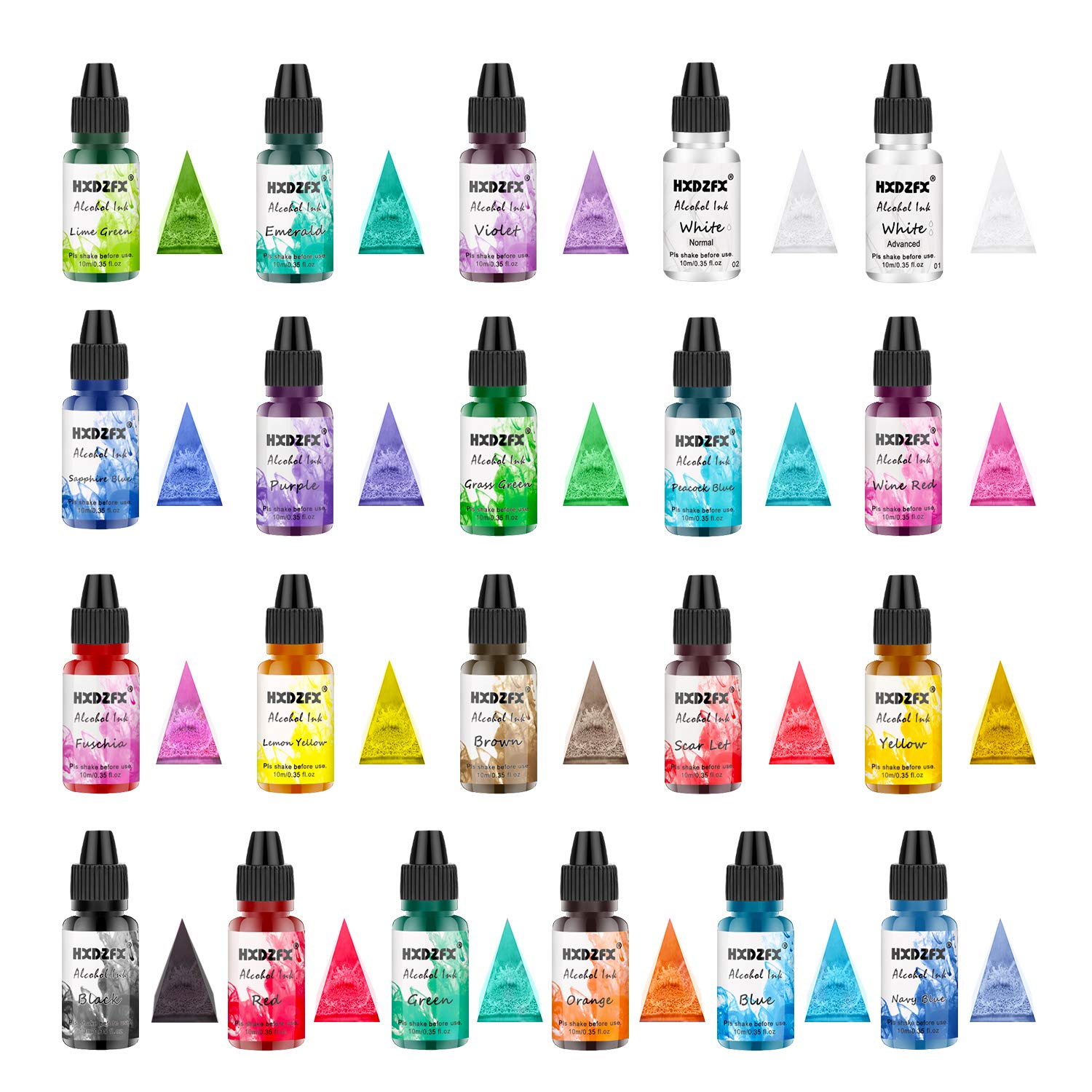 Alcohol Ink Set - 22 Vibrant Colors High Concentrated Drawing Inks, Acid-Free, Fast-Drying and Permanent Based Ink, Epoxy Resin Colour Dye, Alcohol Ink for Resin, Painting, Tumblers, Ceramic