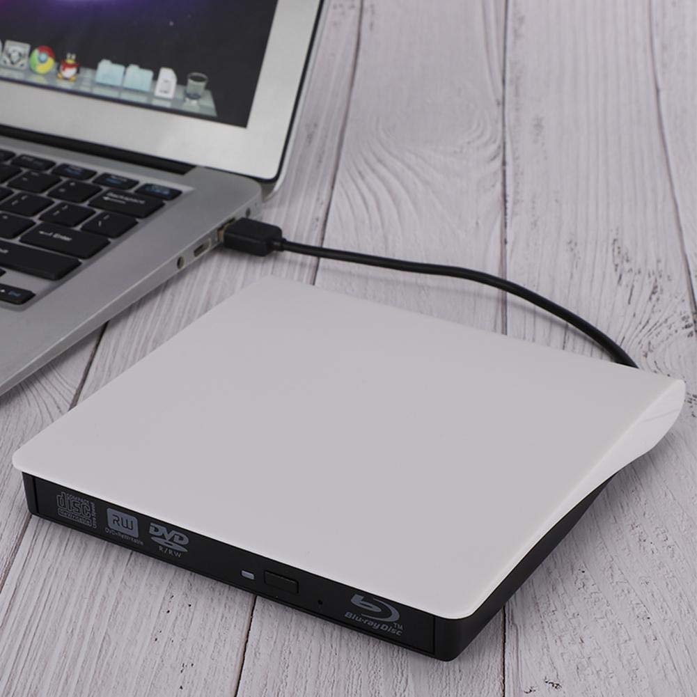 9.5mm Protable USB3.0 SATA External Convenient Optical Drive Housing, 5Gbps Ultrathing External Drive Box for Enhance Functionality of Laptop, Better Hard Drive Optical Disk Drive Adapter(White)