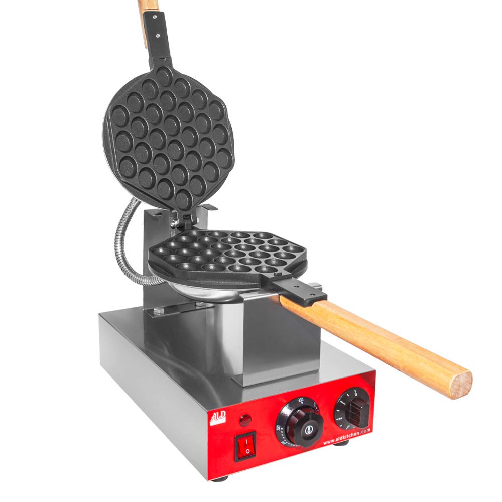 ALDKitchen Bubble Waffle Maker for Egg Puff and Hong Kong Waffles | Professional Electric Bubble Waffle Iron with Nonstick Coating and Manual Thermostat | Stainless Steel | 110V