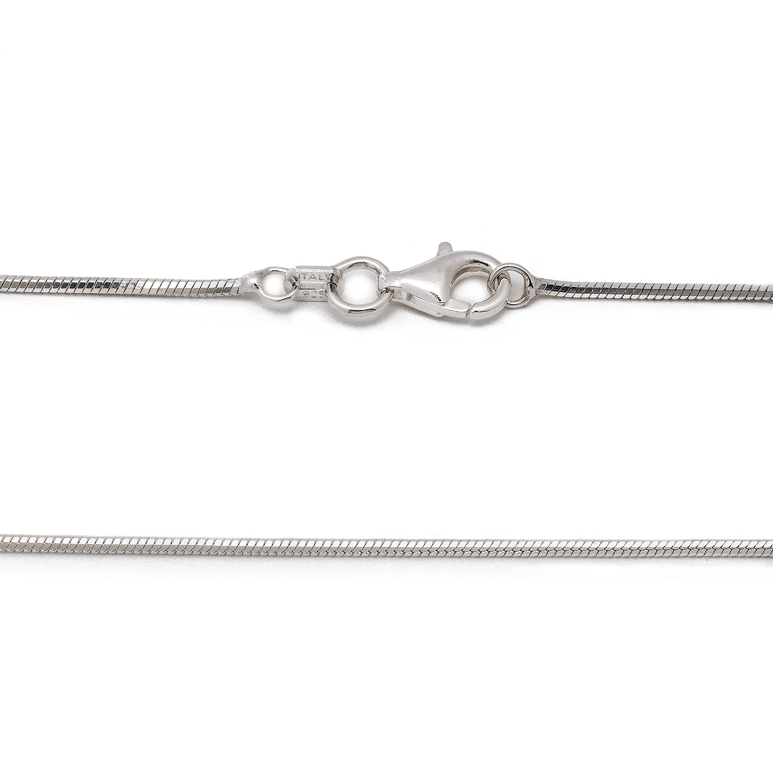 925 Sterling Silver 1MM 8 Sided Snake Chain - Italian Necklace For Women - Lobster Claw Clasp - 16 Inch